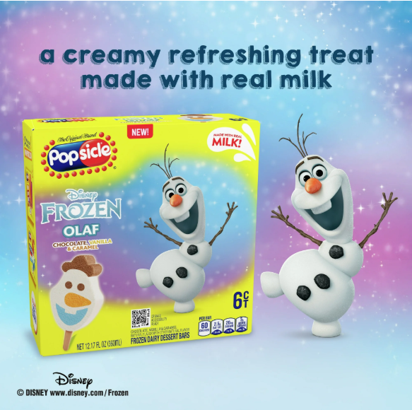 Popsicle Disney Olaf Chocolate Vanilla Caramel Bars, 6 ct - Talotsing