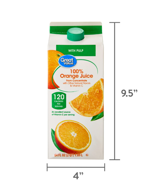 Great Value 100% Orange Juice from Concentrate with Pulp