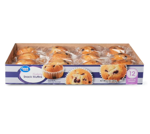 Great Value Blueberry Snack Muffins, 12 oz, 12 Count - Talotsing