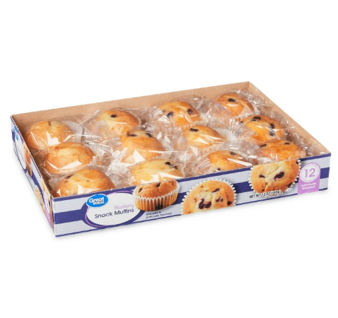 Great Value Blueberry Snack Muffins, 12 oz, 12 Count - Talotsing