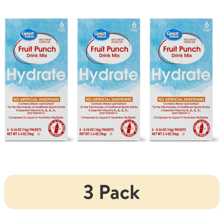 (3 pack) Great Value Fruit Punch Hydration Powdered - Talotsing